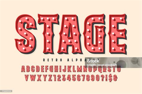 레트로 서커스 알파벳 디자인 카바레 Led 램프 문자와 숫자 서커스 오락 행사에 대한 스톡 벡터 아트 및 기타 이미지 서커스