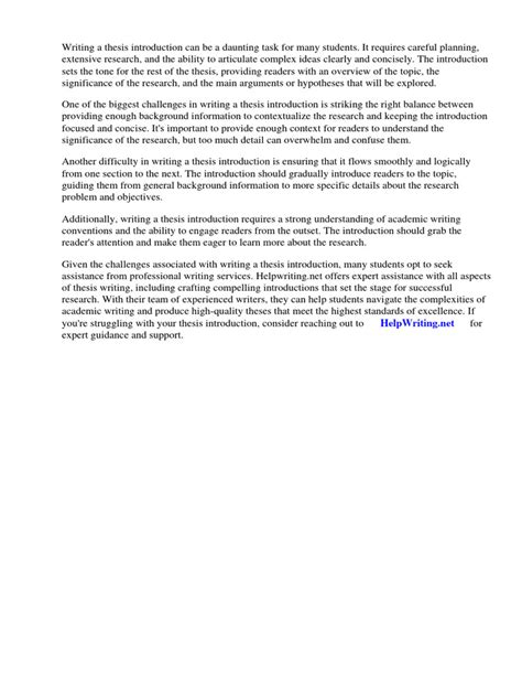 How To Write Thesis Introduction Pdf Thesis Essays