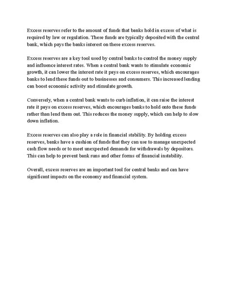 AP Macroecnomics Notes Excess Reserves Excess Reserves Refer To The Amount Of Funds That Banks