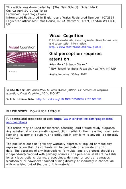Pdf Gist Perception Requires Attention