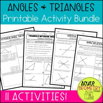 Angle And Triangle Relationships Printable Activities Self Checking Worksheets