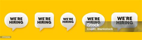 우리는 상징을 고용하고 있습니다 모집 기관 간판 3d 스피치 채팅 거품 벡터 3차원 형태에 대한 스톡 벡터 아트 및 기타 이미지 3차원 형태 개체 그룹 고급 Istock