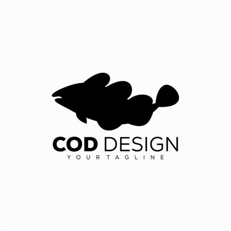 Cod Logo Silhouette Illustration Design Stil Premium Vektor