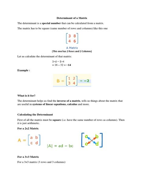 Determinant Of A Matrix Srid Pdf Science And Mathematics Computers