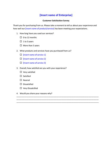 Customer Satisfaction Survey Template In Word And Pdf Formats