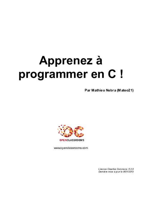 Pdf Apprenez A Programmer En C