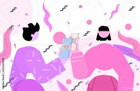 People Scanning QR Code On Smartphone Screens Electronic Digital Technology Machine Readable