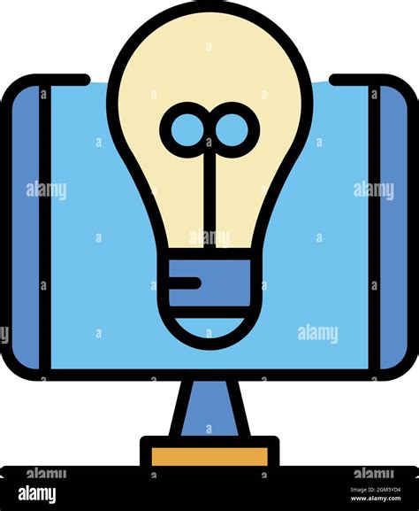Blog Bulb Idea Icon Outline Blog Bulb Idea Vector Icon Color Flat