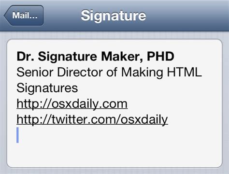 Create Use Rich HTML EMail Signatures On IPhone And IPad