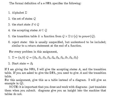 solved the formal definition of a s nfa specifies the