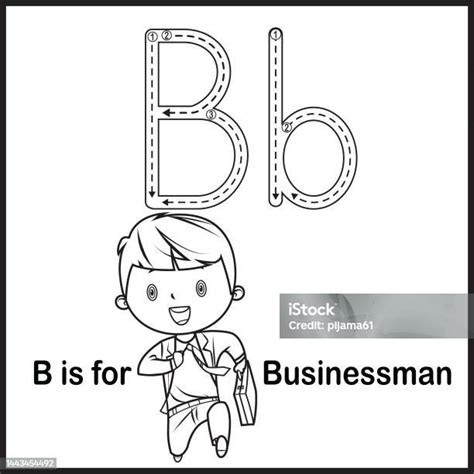 플래시 카드 문자 B는 사업가 벡터 일러스트레이션입니다 색칠하기에 대한 스톡 벡터 아트 및 기타 이미지 색칠하기 직업