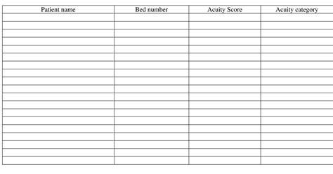 Example Of Acuity Tool Based Nurses Assignment Sheet Unit