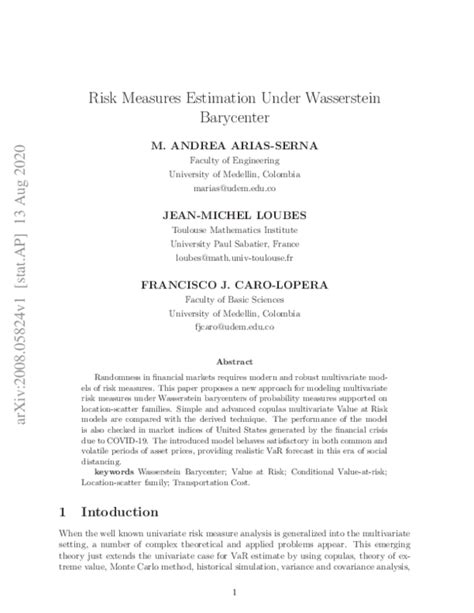 Pdf Risk Measures Estimation Under Wasserstein Barycenter