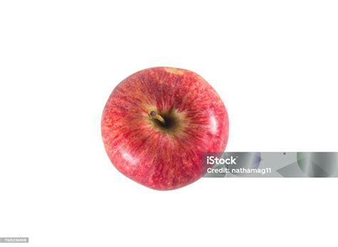 클리핑 경로와 흰색 배경에 고립 된 빨간색 잘 익은 신선한 단일 사과의 상단보기 0명에 대한 스톡 사진 및 기타 이미지 0명 건강한 생활방식 건강한 식생활 Istock
