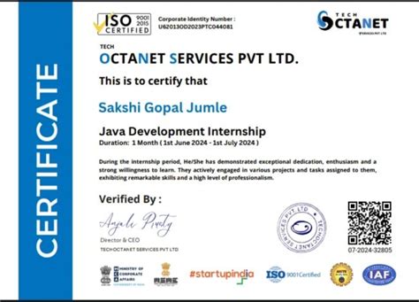 Sakshi Jumle On Linkedin Grateful Javadevelopment Octanet