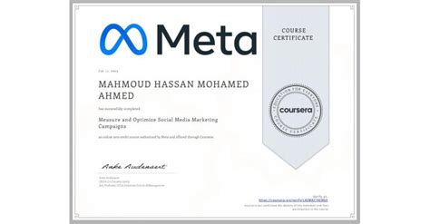 Mahmoud Hassan On Linkedin Completion Certificate For Measure And Optimize Social Media Marketing…