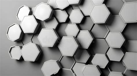 Abstract 3d Hexagonal Shapes In Grayscale Stock Illustration Illustration Of Honeycomb