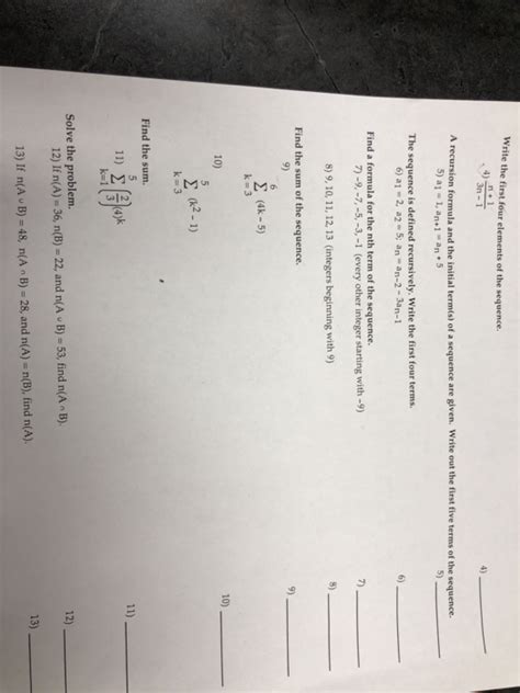 solved write the first four elements of the sequence a
