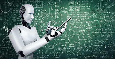 Premium Photo Mlp Robot Humanoid Use Mobile Phone Or Tablet For Engineering Science Studying