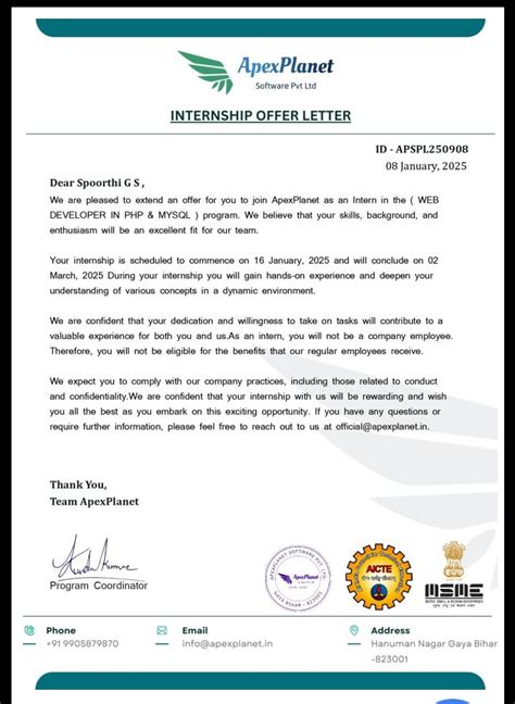 Spoorthi G S On Linkedin Internship Webdevelopment Php Mysql Apexplanet Excitedtolearn