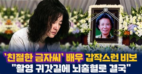 친절한 금자씨 배우 갑작스런 비보 촬영 마치고 귀갓길에 뇌출혈로 결국 그녀의 안타까운 인생사를 확인해 보세요