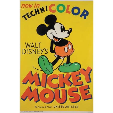 Rare Technicolor Mickey Mouse Original Stock Poster