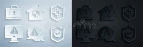 Set Exclamation Mark In Triangle Shield Monitor With Exclamation Check House Under