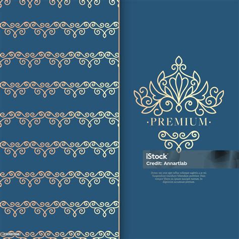 파란색 배경에 벡터 장식이 있는 황금 프레임입니다 우아하고 클래식한 요소 보석 미용 및 패션 산업에 사용할 수 있습니다 로고 엠블럼 또는 원하는 아이디어에 적합합니다 0명에