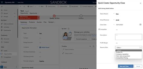 customisable opportunity close forms in dynamics 365 sales