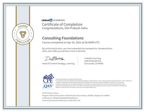 om prakash sahu on linkedin certificate of completion