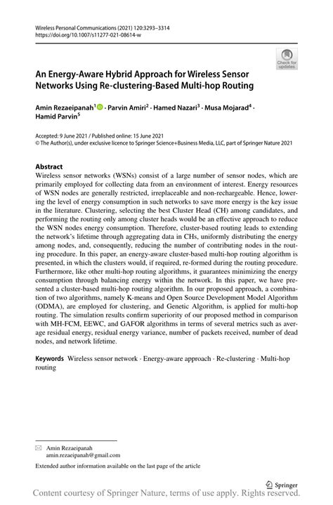 An Energy Aware Hybrid Approach For Wireless Sensor Networks Using Re
