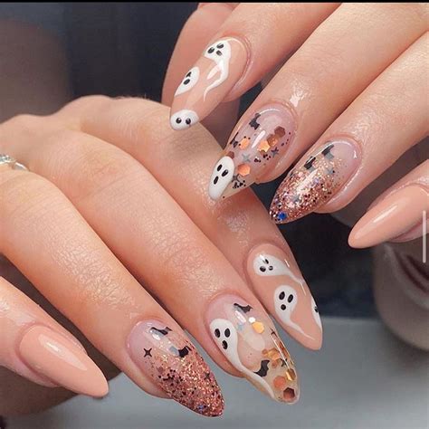 Cute Halloween Nails Glitter Cute Acrylic Nails For Halloween Ghost