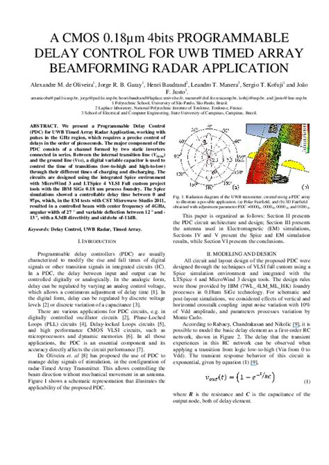 Pdf A Cmos 018µm 4bits Programmable Delay Control For Uwb Timed Array Beamforming Radar