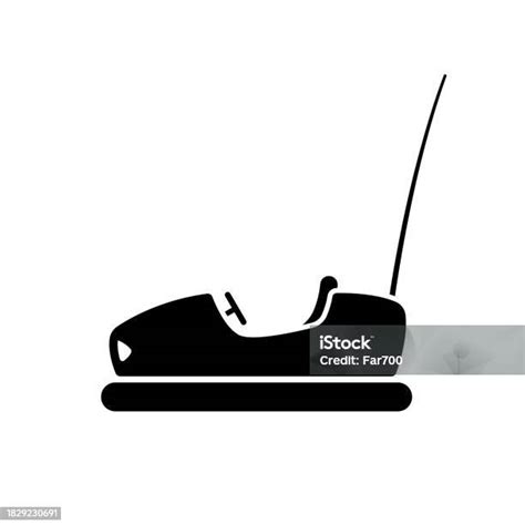 자동차 아이콘입니다 오토드롬 어트랙션 블랙 실루엣 측면도 벡터 간단한 평면 그래픽 Illustration 흰색 배경에 고립된 개체입니다 격리 검은색에 대한 스톡 벡터 아트