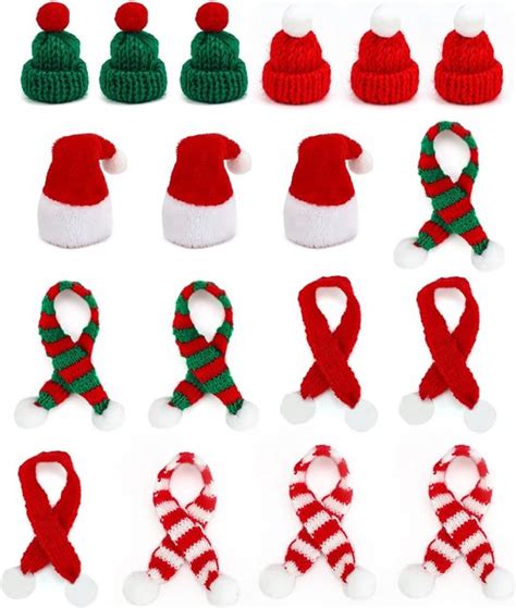 Mini Kerstmuts En Sjaal Set 18 Stuks Mini Kerstsjaal Mini Kerstmuts Set Kerstmanmuts Bol
