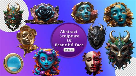 Sculptural Faces And Floral 3d Art Pack Images