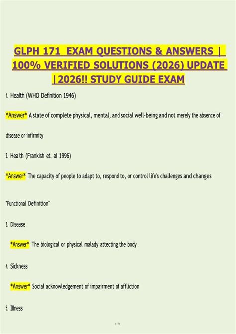Glph 171 Exam Questions And Verified Answers 20252026 Latest Updated