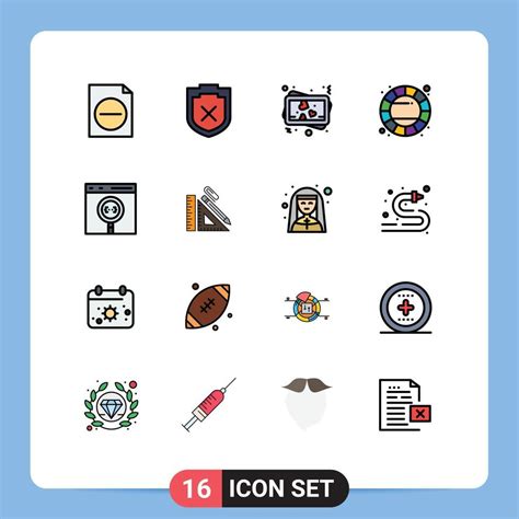Piktogramm Einstellen Von 16 Einfach Eben Farbe Gefüllt Linien Von Entwicklung Codierung Foto