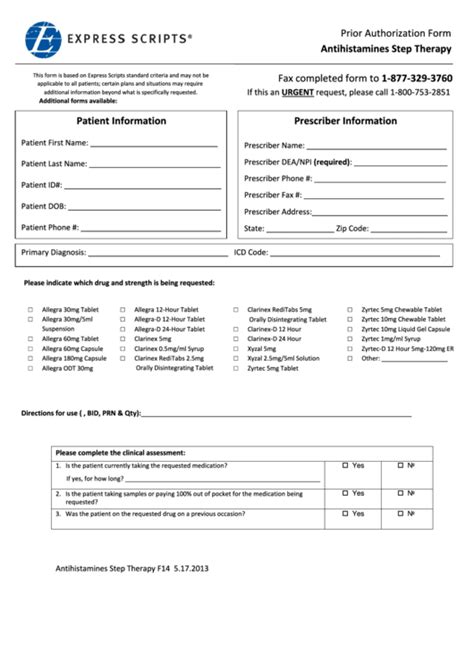Express Scripts Prior Authorization Form Printable