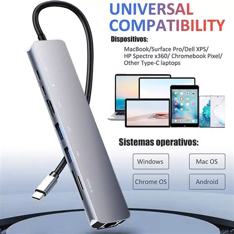Tipo C Hub 8 En 1 Belug Adaptador Usb C A Hdmi Con Ethernet Gris Coppel Com