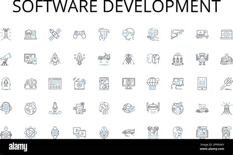 Software Development Line Icons Collection Planning Execution