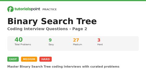 Binary Search Tree Coding Practice Problems Page 2 Tutorialspoint