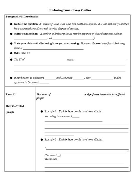 Enduring Issues Essay Outline Enduring Issues Essay Outline Paragraph