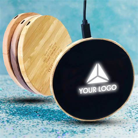 Customised Wooden Wireless Charger With Glow Logo Shop Personalised