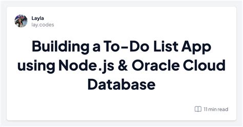 Building A To Do List App Using Nodejs And Oracle Cloud Database
