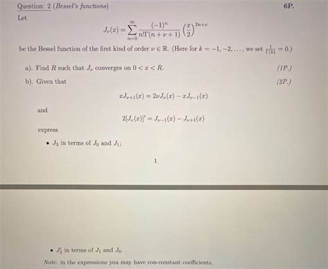 Solved P Question Bessel S Functions Let Ju X Chegg