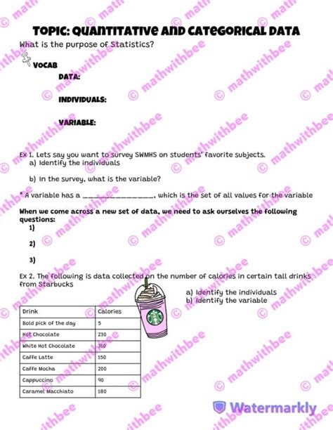 Statistics Qualitative And Quantitative Data Notes By Mathwithbee
