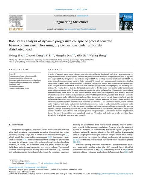 Pdf Robustness Analysis Of Dynamic Progressive Collapse Of Precast Concrete Beam Column