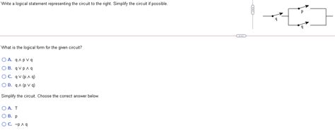Solved Write A Logical Statement Representing The Circuit To Chegg