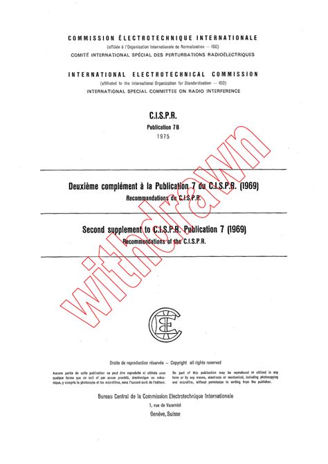 CISPR B Second Supplement Recommendations Of The CISPR